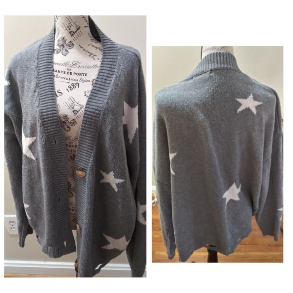 Reborn J | Sweaters | Comfy Gray Star Reborn J Cardigan Sweater S | Poshmark